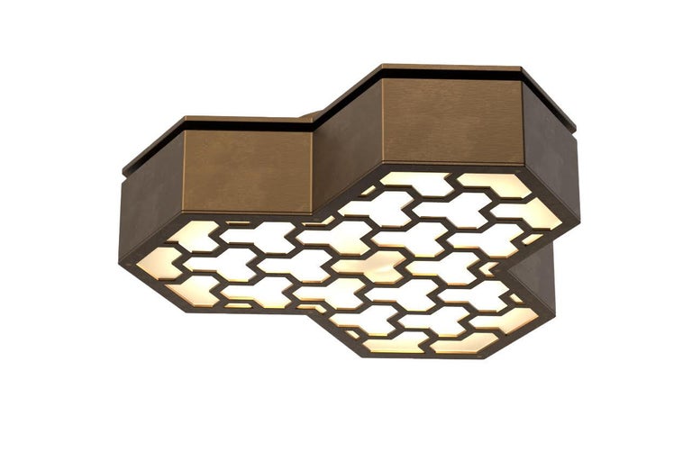 Knossos Light by David Duncan, Custom Flush Mount Unit with Brass Frame ...