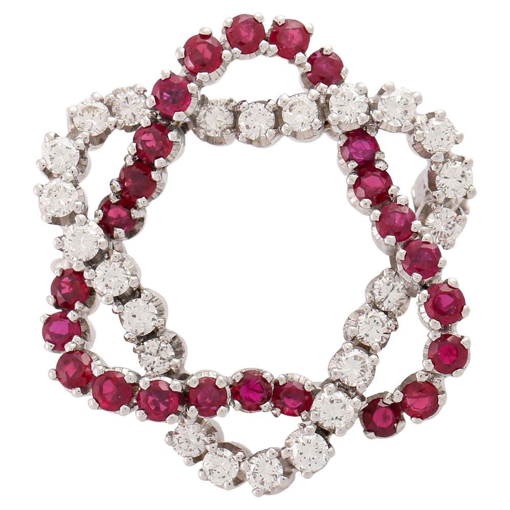 Brooch with Rubies and Diamonds For Sale at 1stDibs