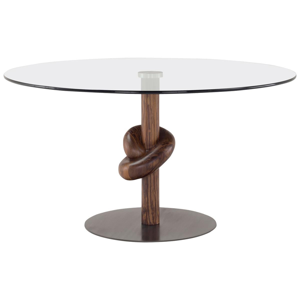 Knot Table with Canaletto Walnut Base and Glass Top by Amura Lab, Small ...