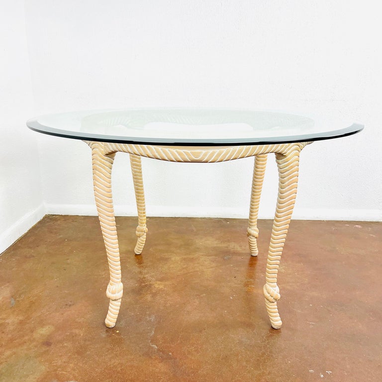 Knotted Rope Carved Wood Dining Table For Sale at 1stDibs