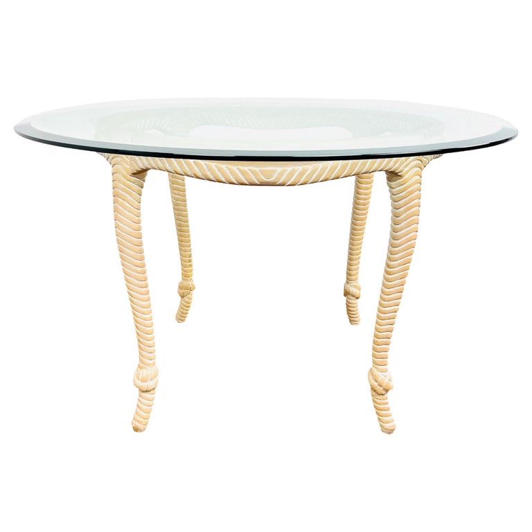 Knotted Rope Carved Wood Dining Table For Sale at 1stDibs