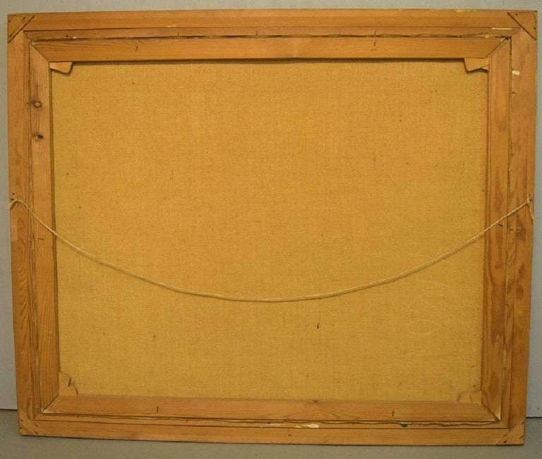 Knud Horup (1926-1973). Oil on canvas. Modernist park motif with people ...