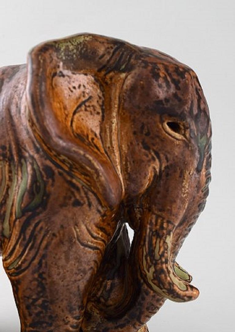 Knud Kyhn for Royal Copenhagen, Large Elephant in Glazed Stoneware at ...