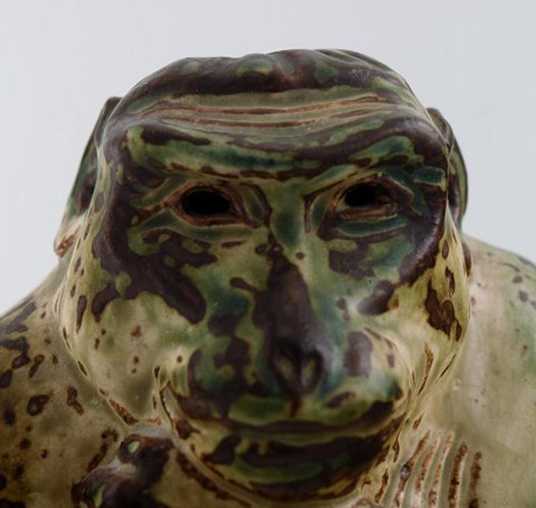 Knud Kyhn for Royal Copenhagen, Stoneware Figure, Monkey, Sung Glaze at ...
