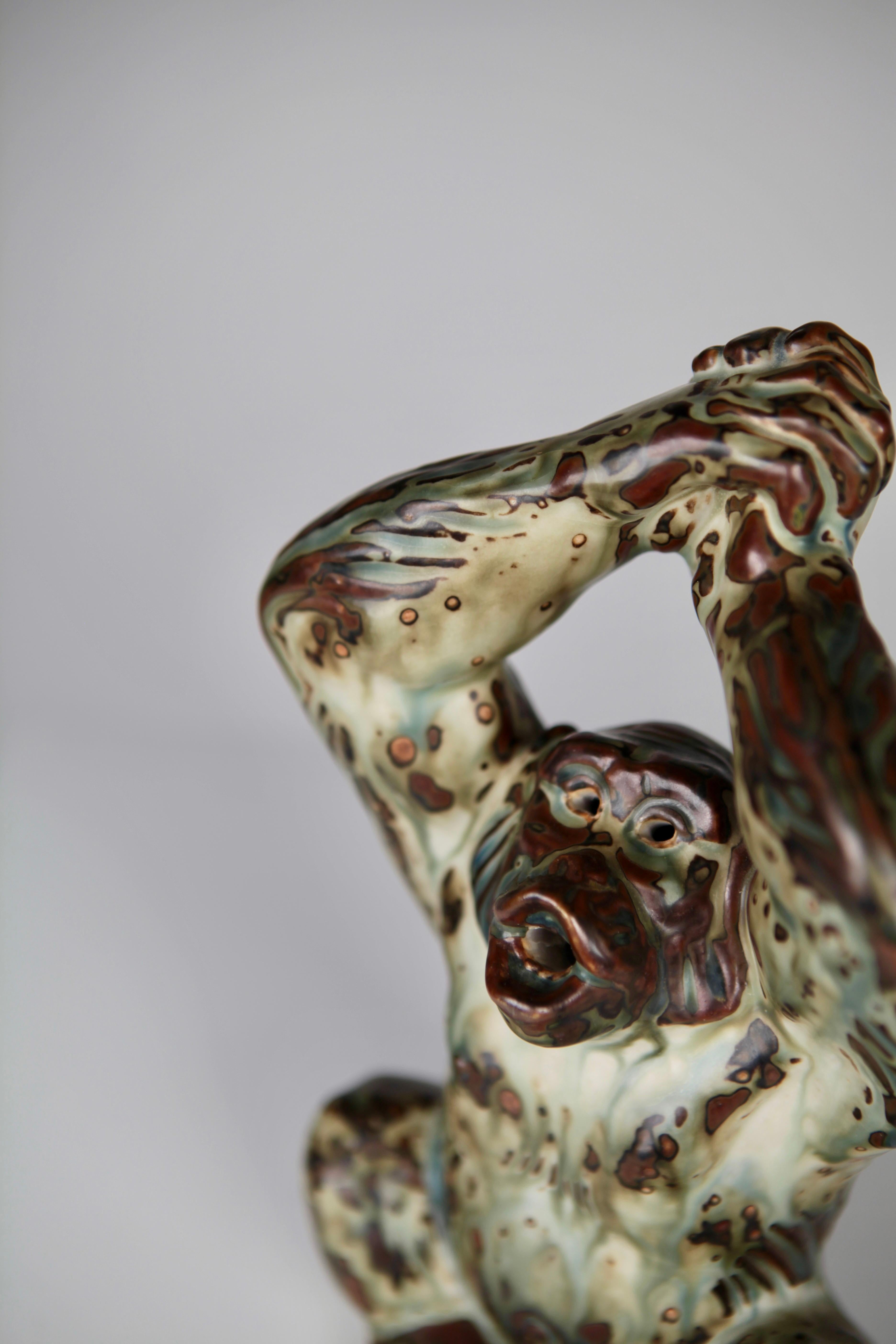 Knud Kyhn, Sung Glazed Ceramic Monkey for Royal Copenhagen, 1927 ...