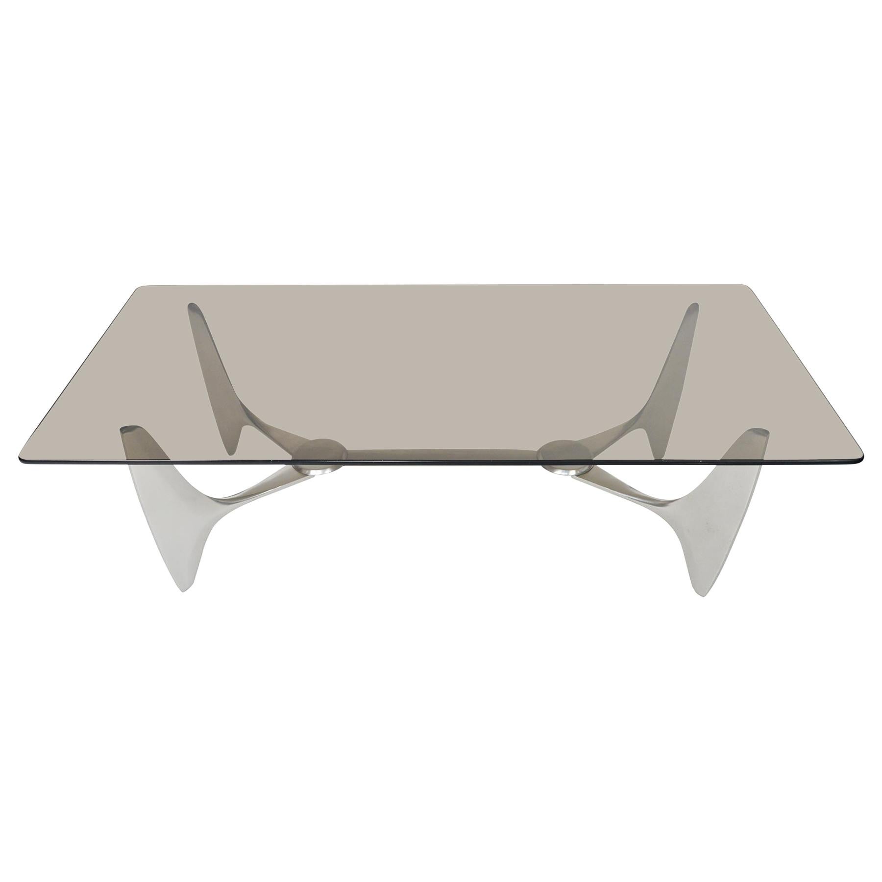 Knut Hesterberg Aluminum and Glass “Snake” Coffee Table by Ronald ...
