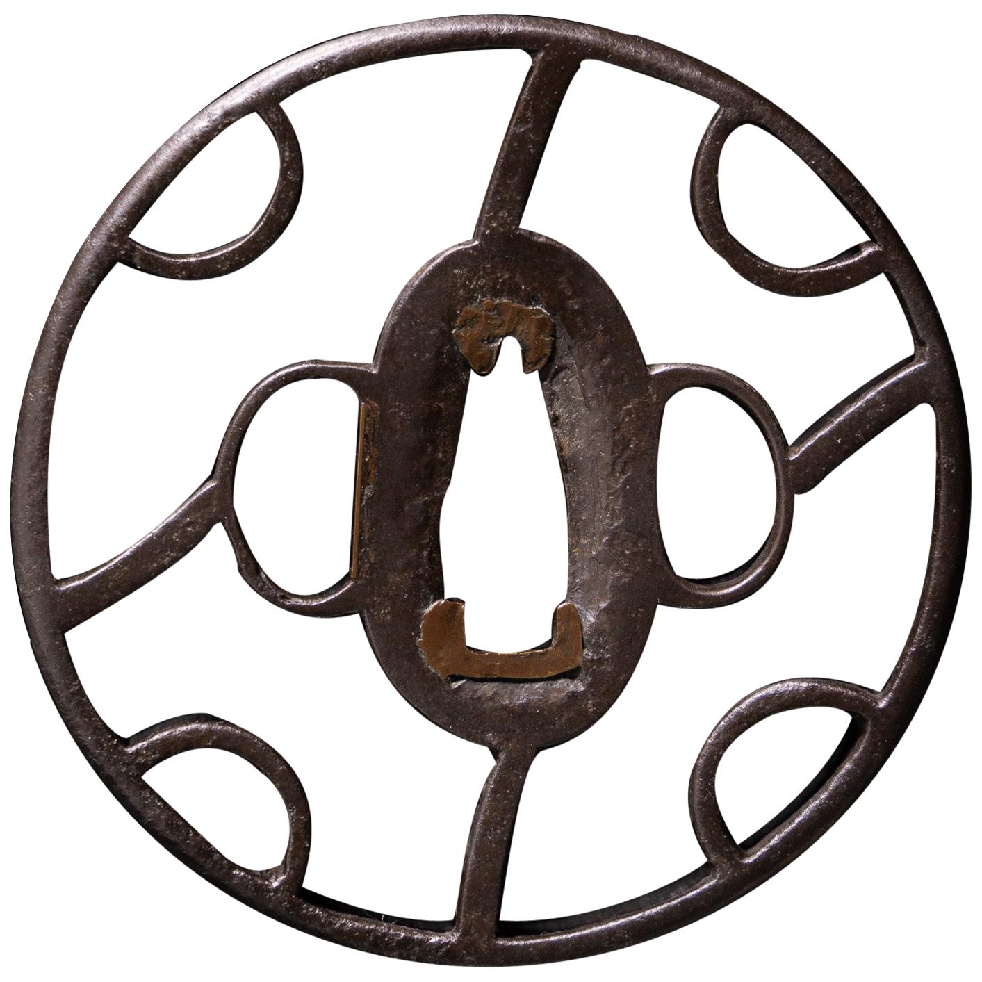 Ko-Shoami Tsuba with Ring Designs Iron, Ji-Sukashi Muromachi Period ...