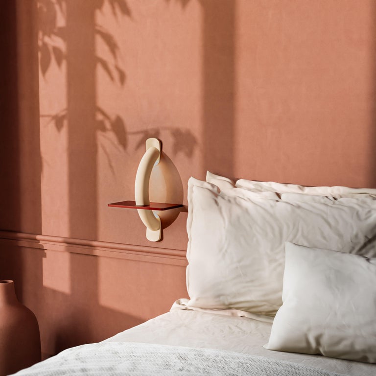 Kobe Red Wall Light Ceramic and Laquered Wood For Sale at 1stDibs