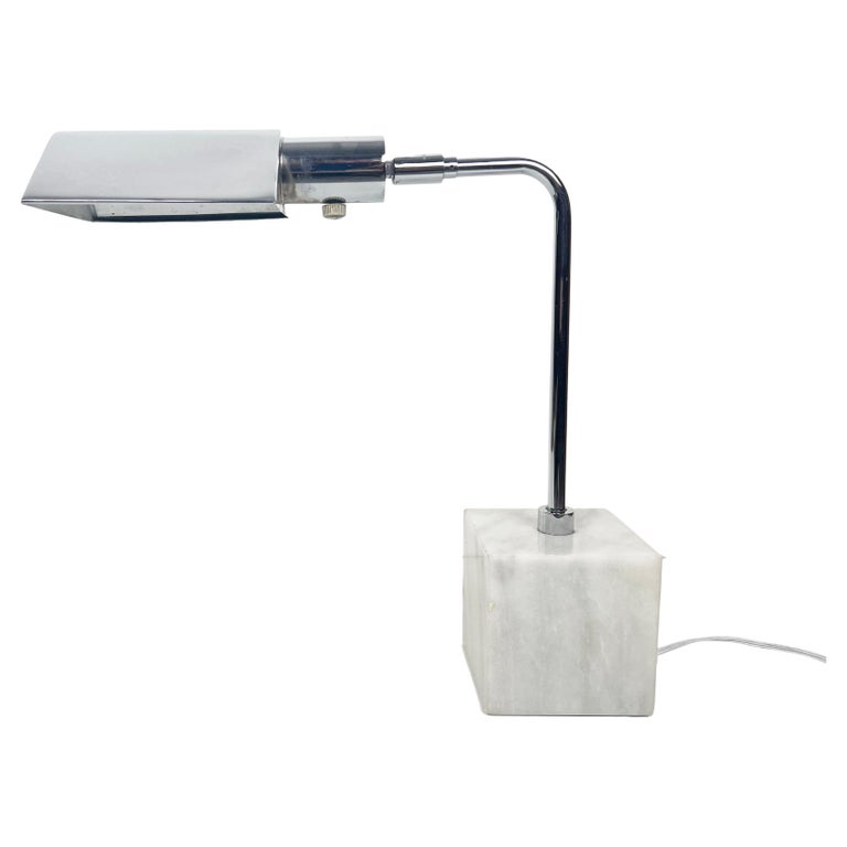 Koch and Lowy Marble Base Chrome Table Lamp For Sale at 1stDibs