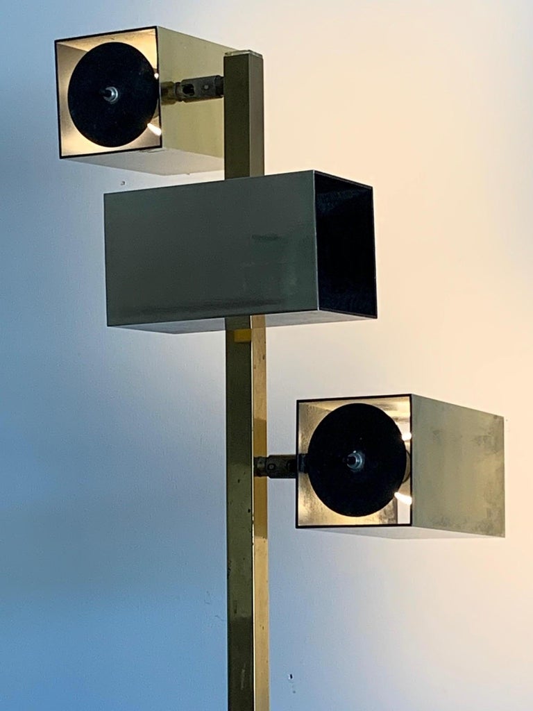 Koch and Lowy Brass Floor Lamp with Articulated Cube Shades For Sale at ...