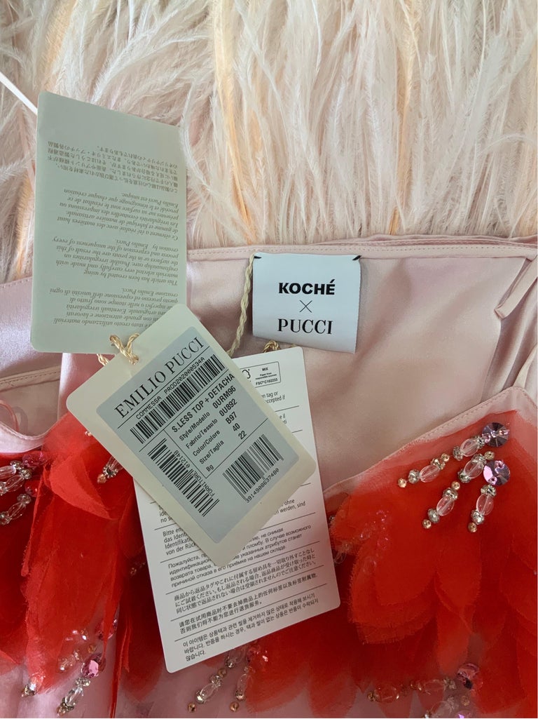 Kochè X Pucci Feather top For Sale at 1stDibs