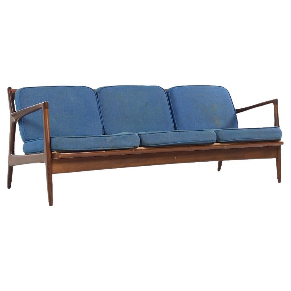 Selig Monroe Mid-Century Modern Brown Textured Sofa at 1stDibs | selig ...