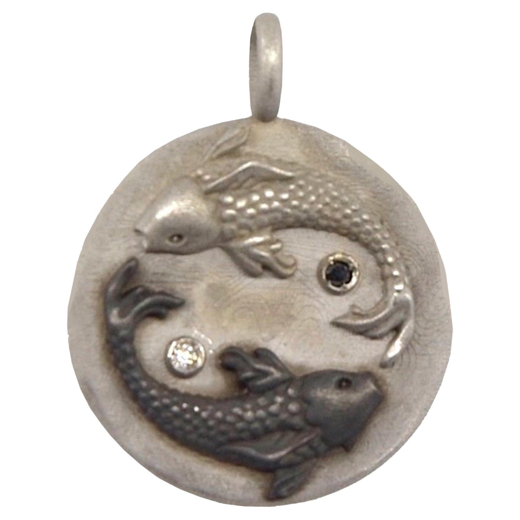 Blue Topaz Diamond Gold Koi Fish Pendant Necklace For Sale at 1stDibs ...