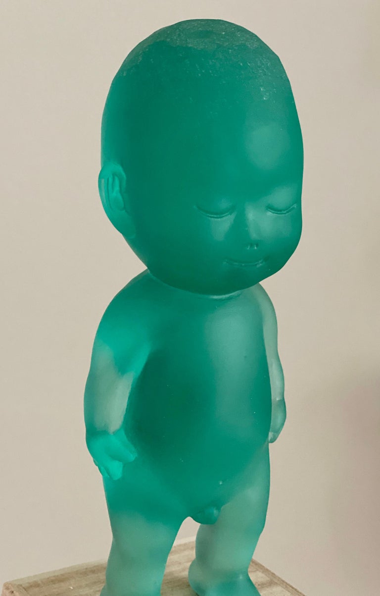 Koichi Matsufuji - 'Jade Baby' Cast Glass, Wood For Sale at 1stDibs