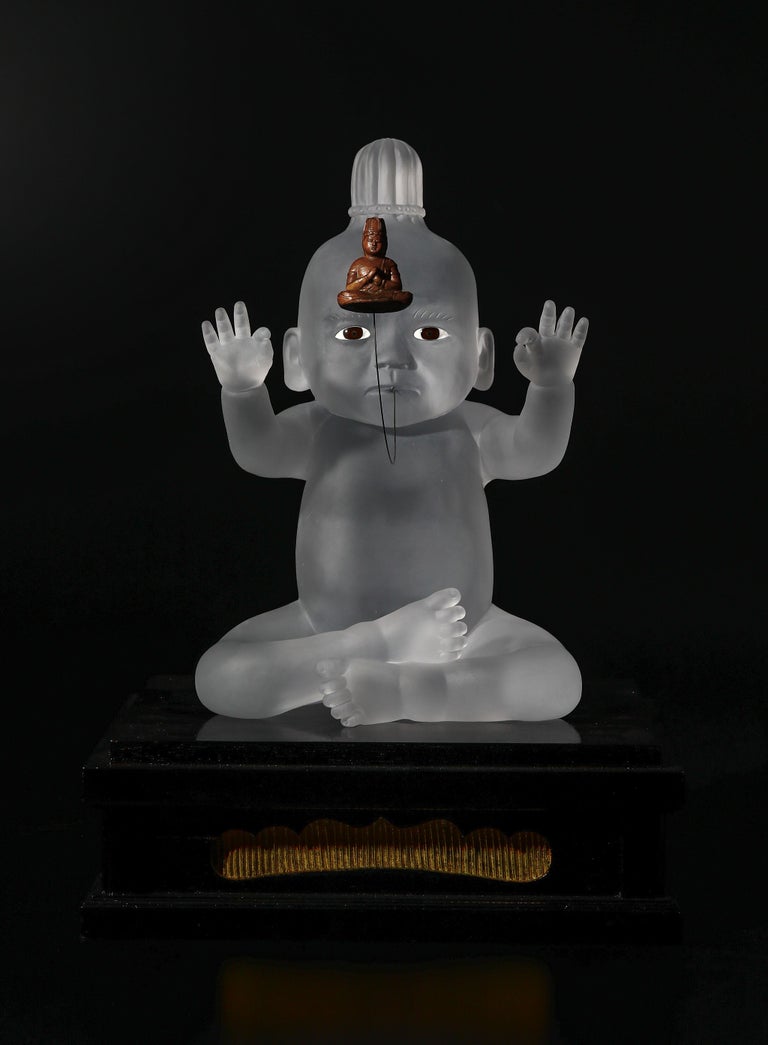 Koichi Matsufuji - 'Seated Baby of Mercy' Cast Glass, Inlaid Glass Eyes ...