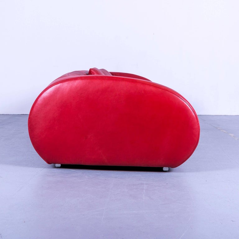 Koinor Pearl Designer Sofa Red Leather Three-Seat Couch Made in Germany ...