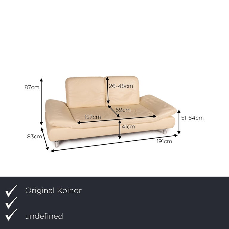 Koinor Rivoli leather sofa set cream 1x two-seater 1x stool function ...