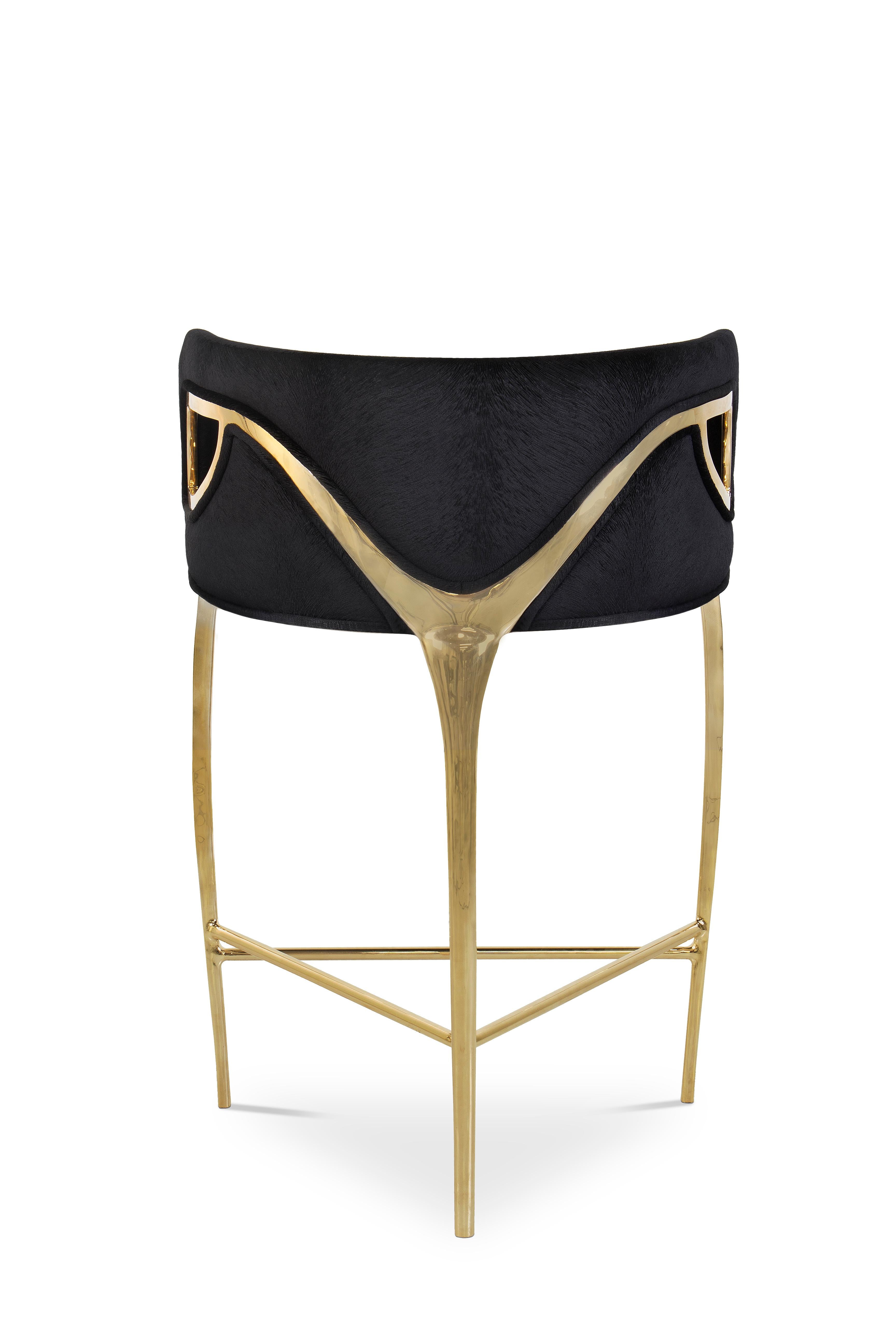 Modern Feminine Velvet Chandra II Bar Stool For Sale at 1stDibs