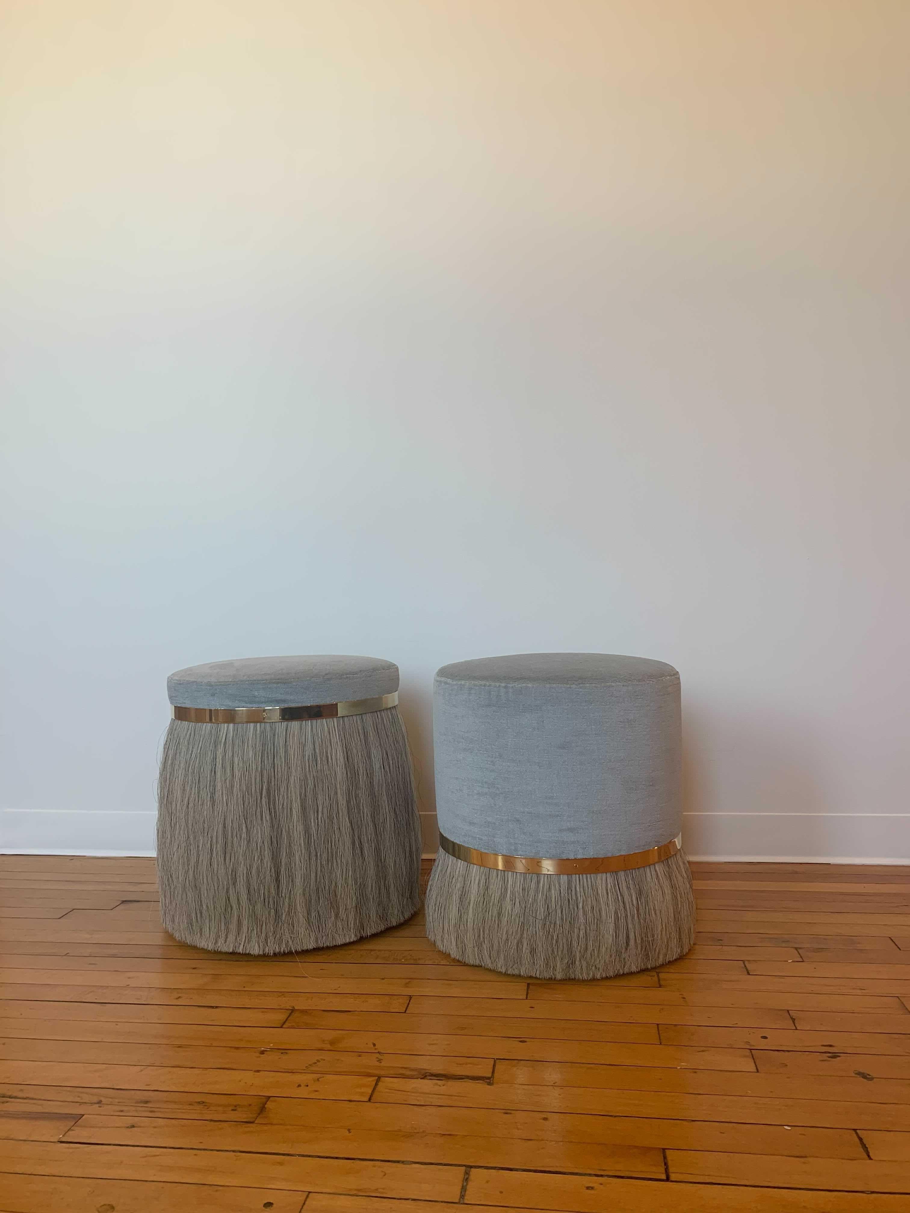 Konekt Thing 1 Stool with Polished Brass and Horsehair For Sale at ...