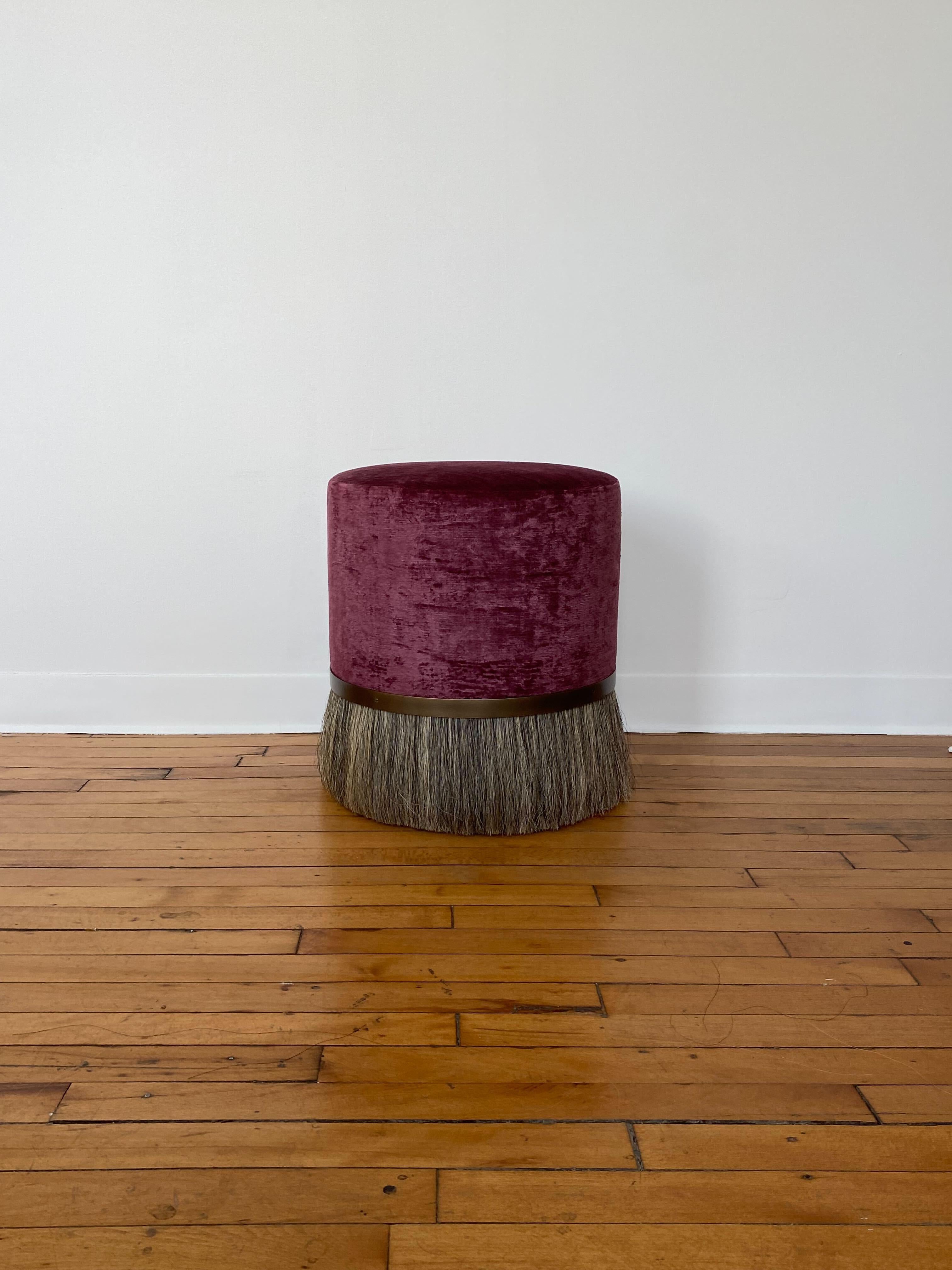Konekt Thing 3 Stool with Polished Brass, Horse Hair and Velvet For ...