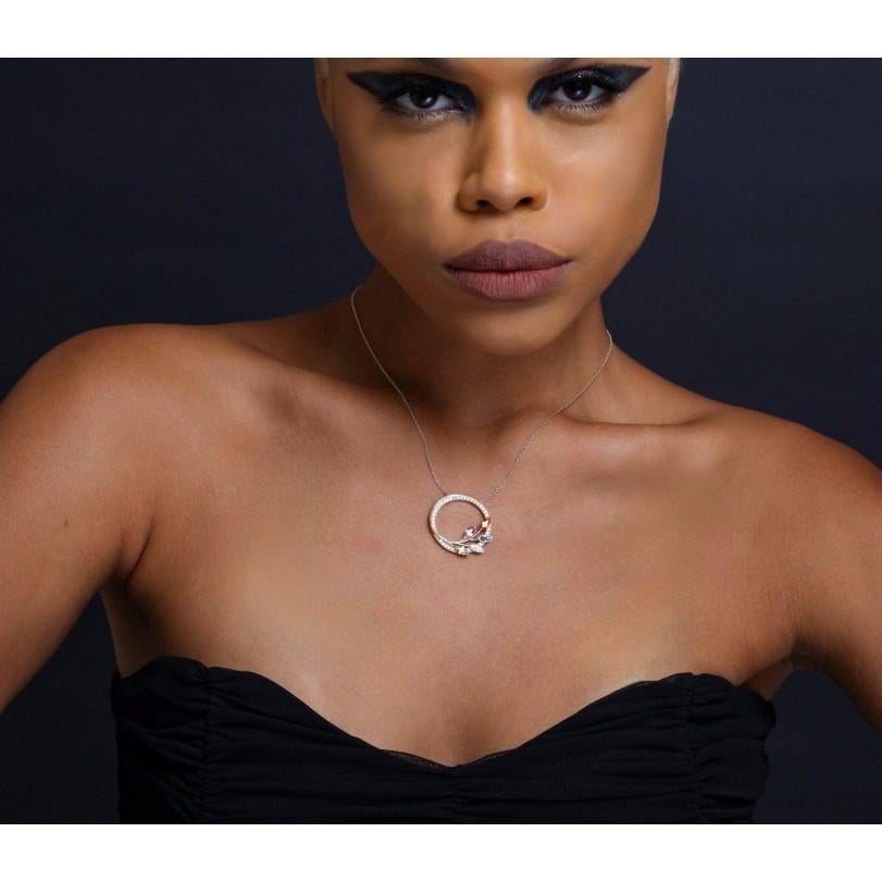 1.79ct Multicolor Sapphire Flower Pendant Bracelet For Sale at 1stDibs