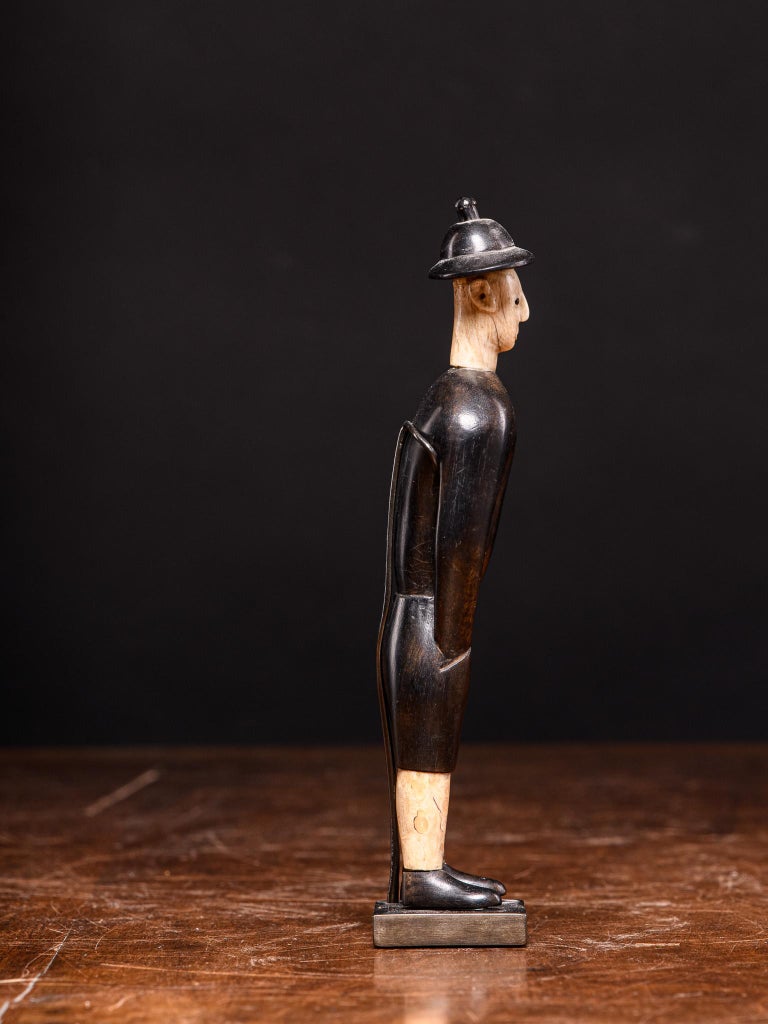 Kongo Wooden statue depicting Chinese worker waring typical hat, DRC ...