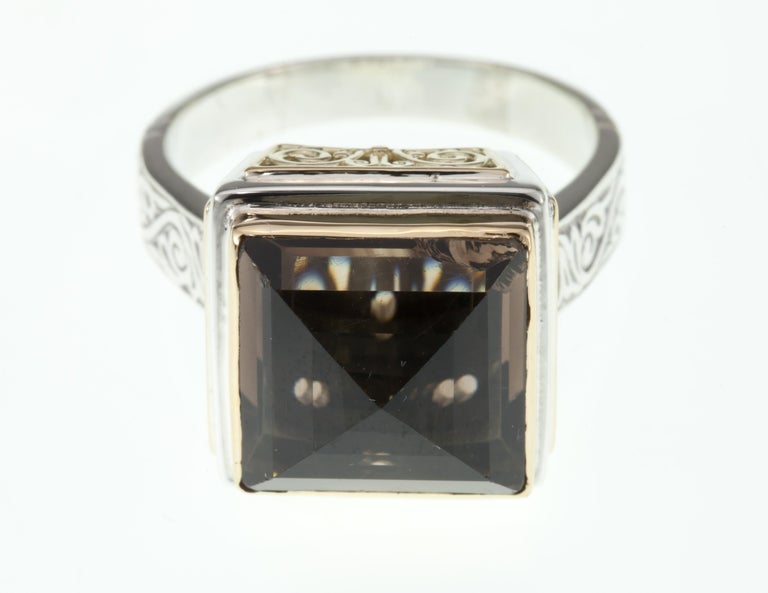 Konstantino 18k Yellow Gold and Sterling Silver Smoky Quartz Ring For ...