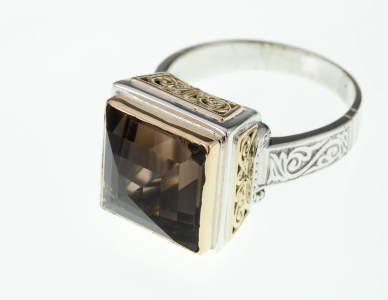 Konstantino 18k Yellow Gold and Sterling Silver Smoky Quartz Ring For ...