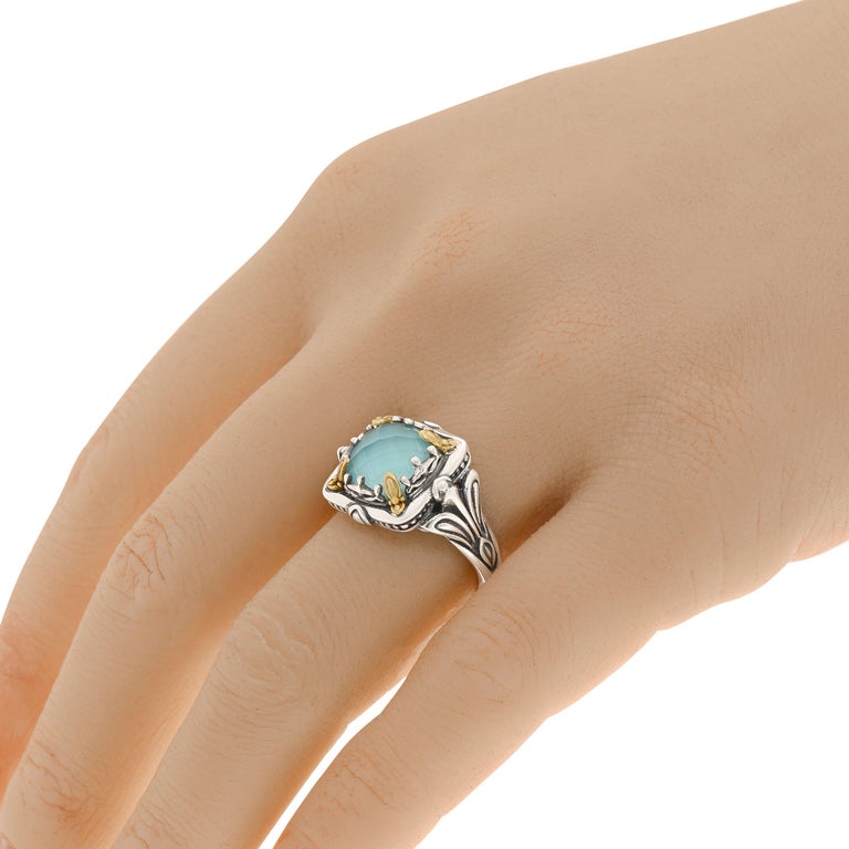 Konstantino Gen K Sterling Silver and 18k Gold, Turquoise Doublet Ring ...