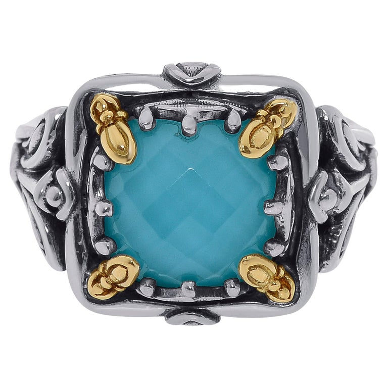 Konstantino Gen K Sterling Silver and 18k Gold, Turquoise Doublet Ring ...