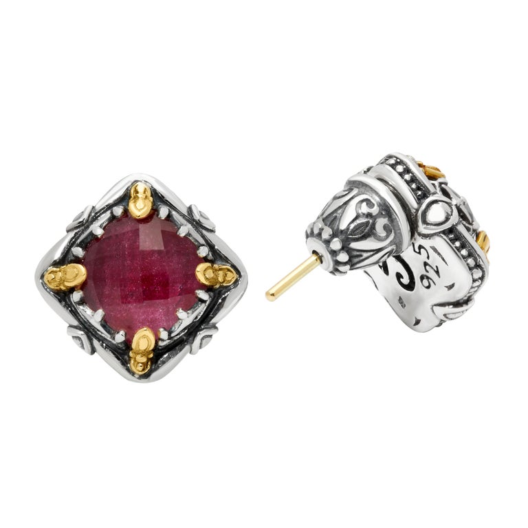 Konstantino Gen K Sterling Silver and 18k Gold Ruby Stud Earrings For ...