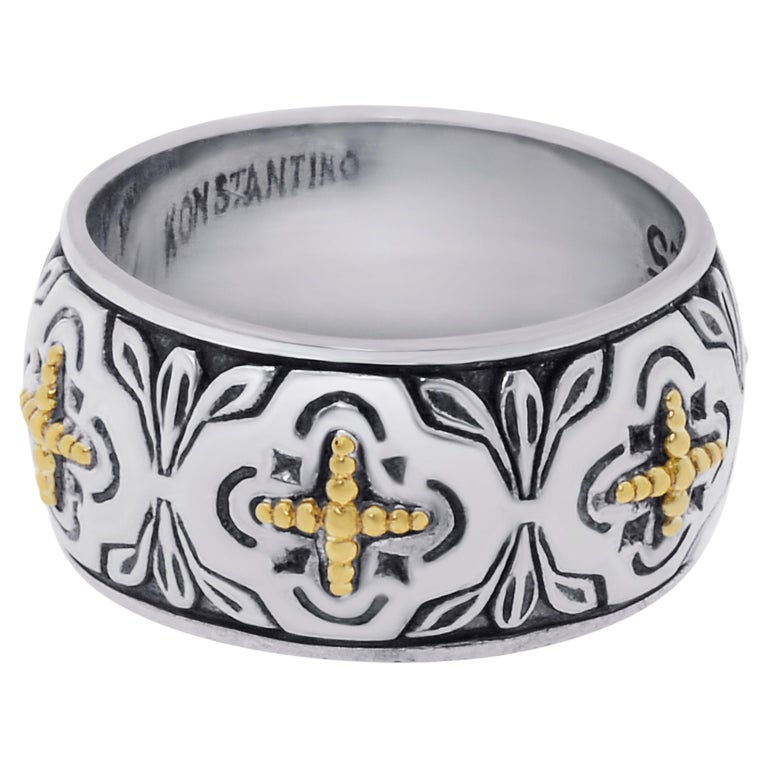 Konstantino Kleos Sterling Silver and 18k Gold Band Ring For Sale at ...