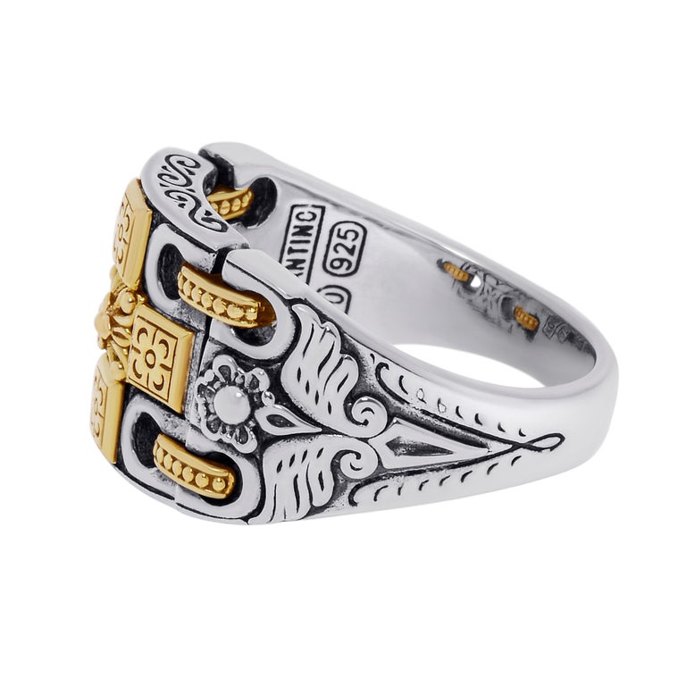 Konstantino Kleos Sterling Silver and 18k Gold Ring For Sale at 1stDibs