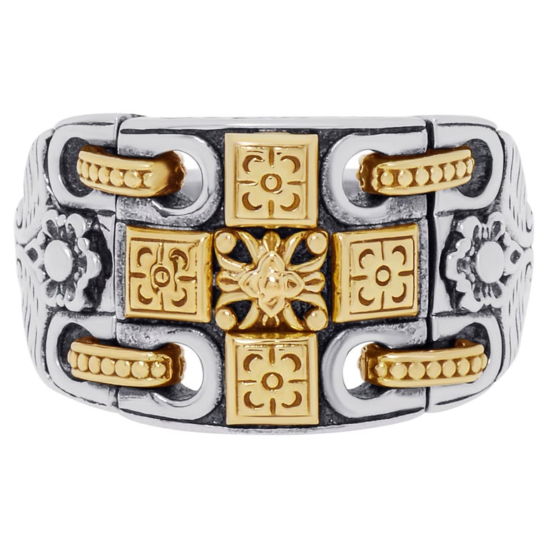 Konstantino Kleos Sterling Silver and 18k Gold Ring For Sale at 1stDibs