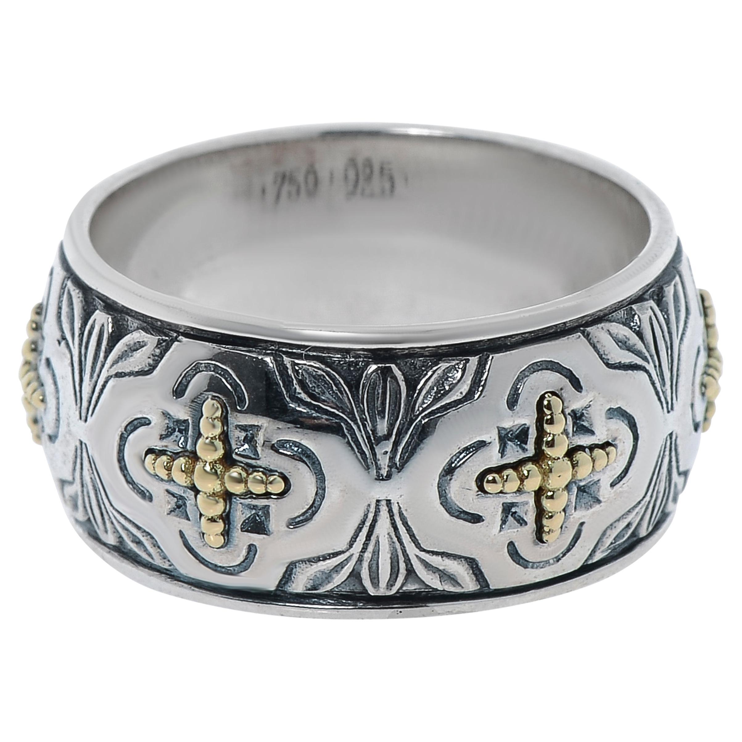Konstantino Kleos Sterling Silver and 18k Gold Ring For Sale at 1stDibs