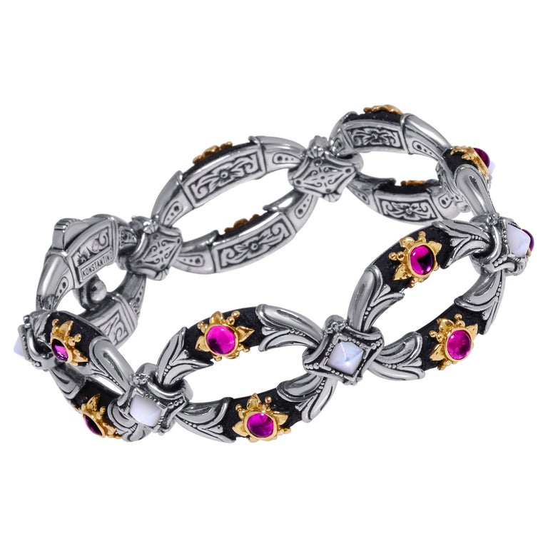 Konstantino Nemesis S. Silver and 18k Gold, Tourmaline and MOP Bracelet ...
