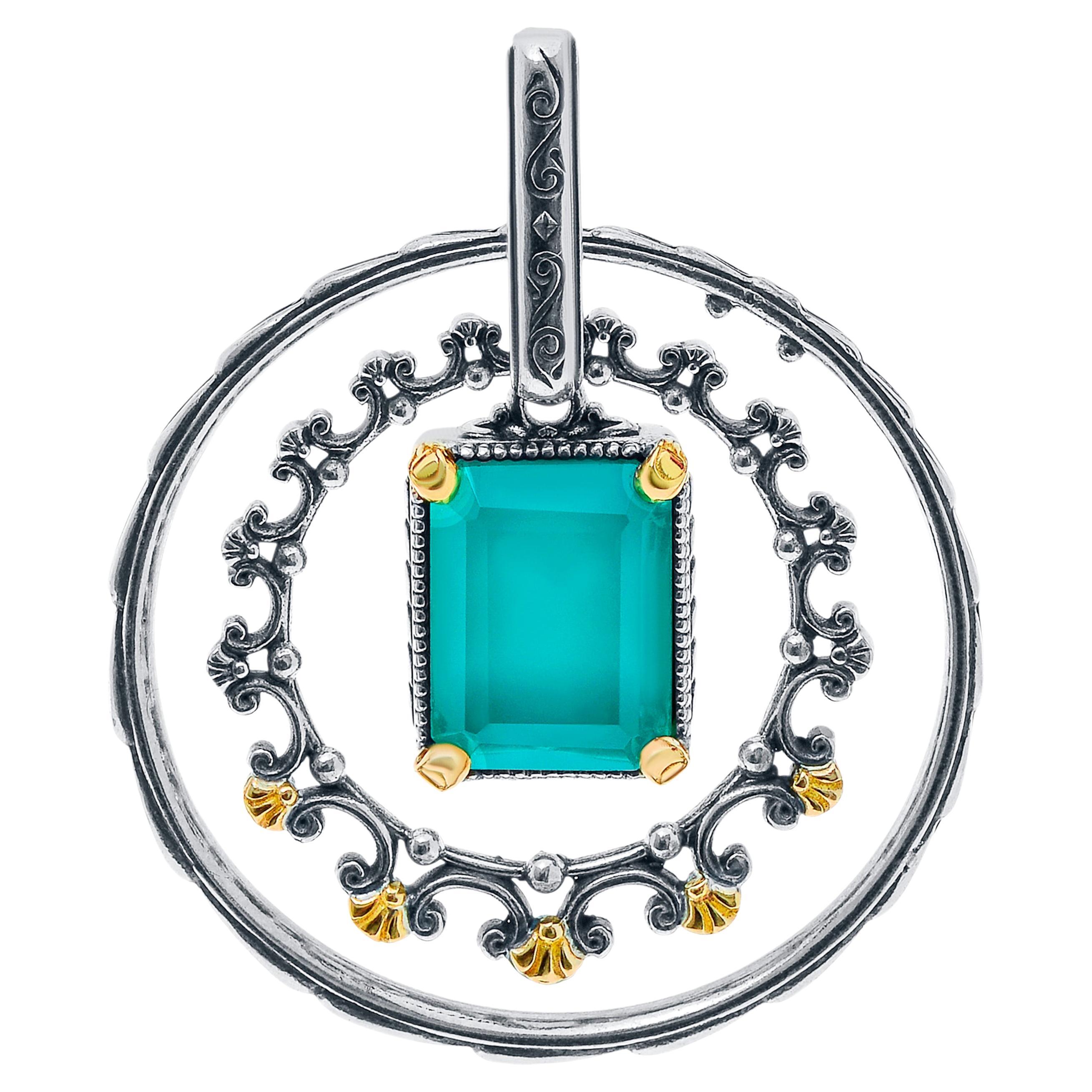 Konstantino S. Silver And 18k Gold, Teal Chalcedony Doublet Pendant ...