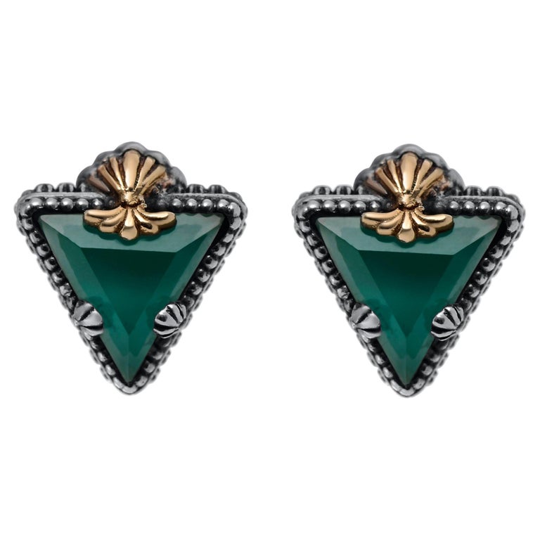 Konstantino S. Silver and 18k Gold Teal Chalcedony Doublet Stud ...