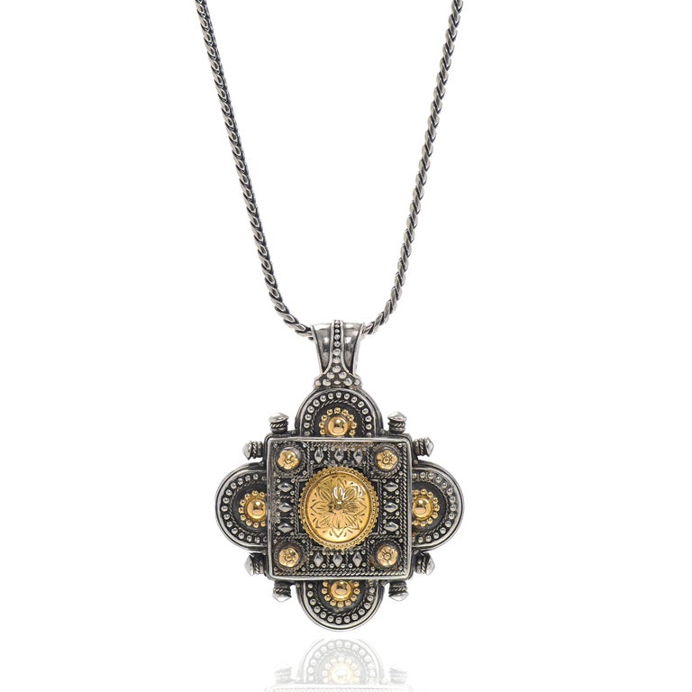 Konstantino Sterling Silver and 18k Yellow Gold Clover Pendant For Sale ...