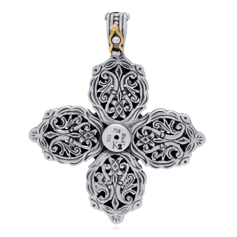 Konstantino Sterling Silver and 18k Yellow Gold, Diamond Cross Pendant ...