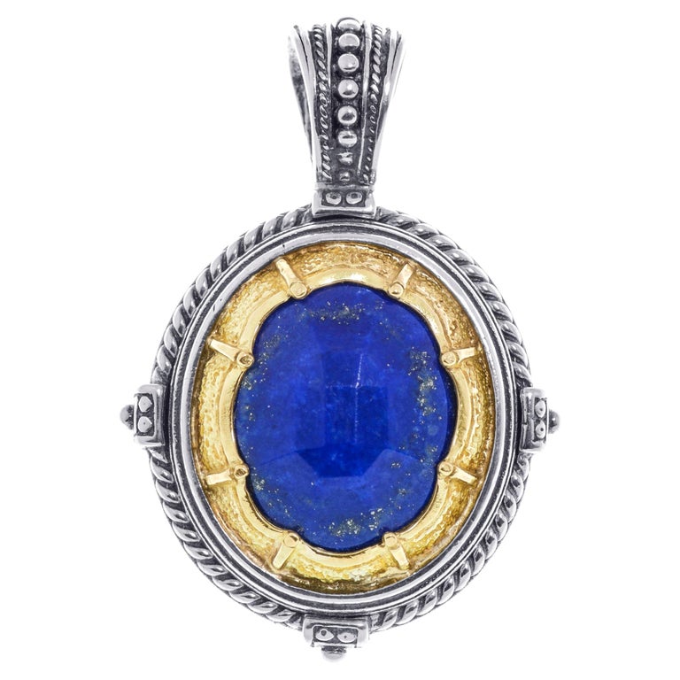Konstantino Sterling Silver and 18k Yellow Gold, Blue Lapis Oval ...
