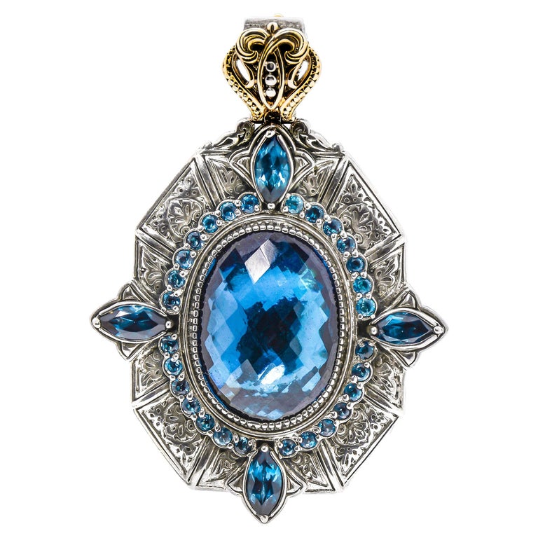 Konstantino Sterling Silver and 18k Yellow Gold, London Blue Topaz ...