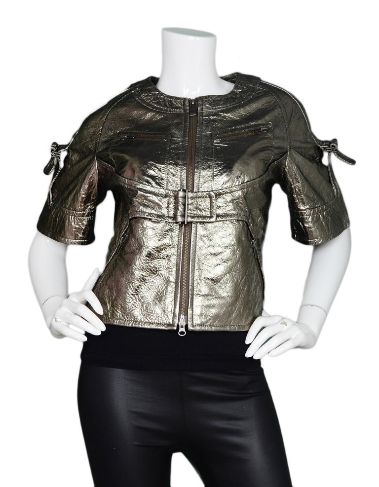 Kooba Bronze Metallic Crinkled Leather Shortsleeve Jacket NWT Sz S For ...