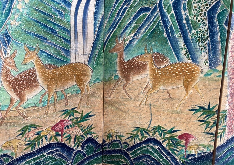 Korean Asian Large Long Life Byobu Byeongpung Shipjangsaengdo Ten Panel ...