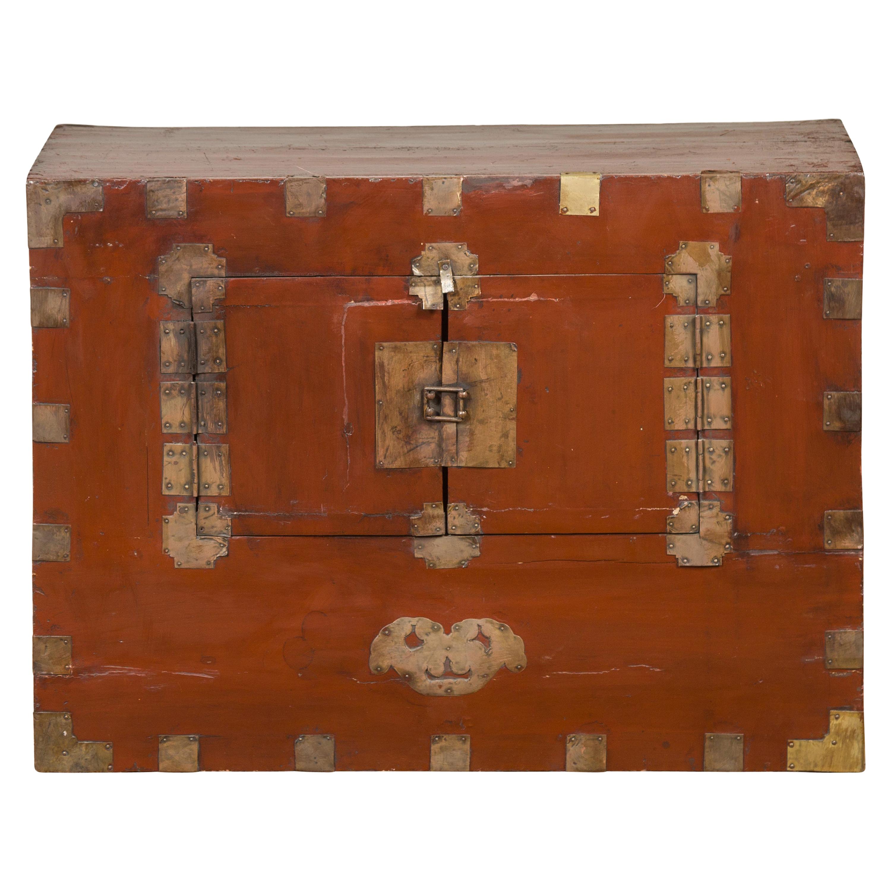 Korean Early 20th Century Side Chest with Traditional Brass Hardware ...