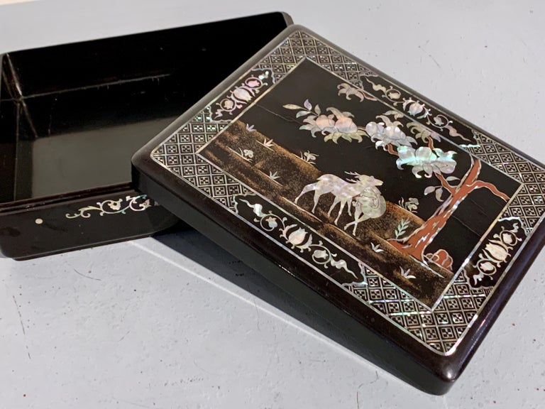 Korean Lacquer and Mother of Pearl Inlay "Longevity" Box, 1930s, Korea ...