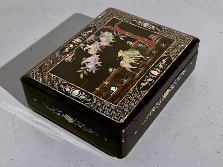 Korean Lacquer and Mother of Pearl Inlay "Longevity" Box, 1930s, Korea ...