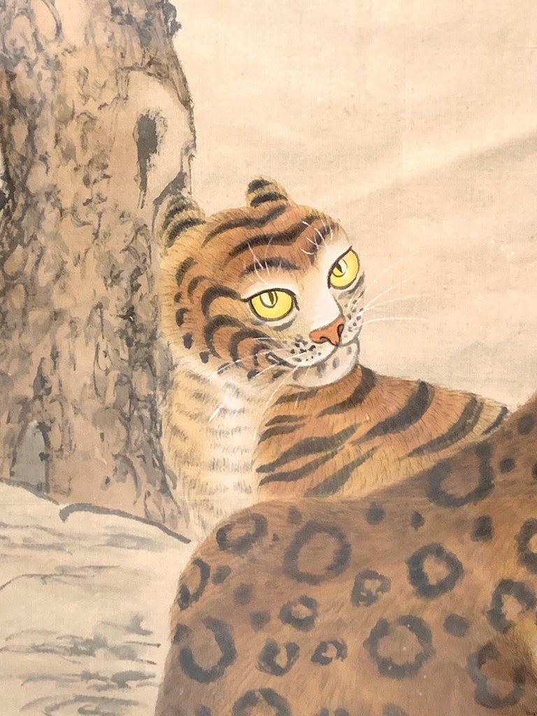 Korean Minhwa Tiger and Magpie Painting on Silk, Jakhodo, Late 19th ...