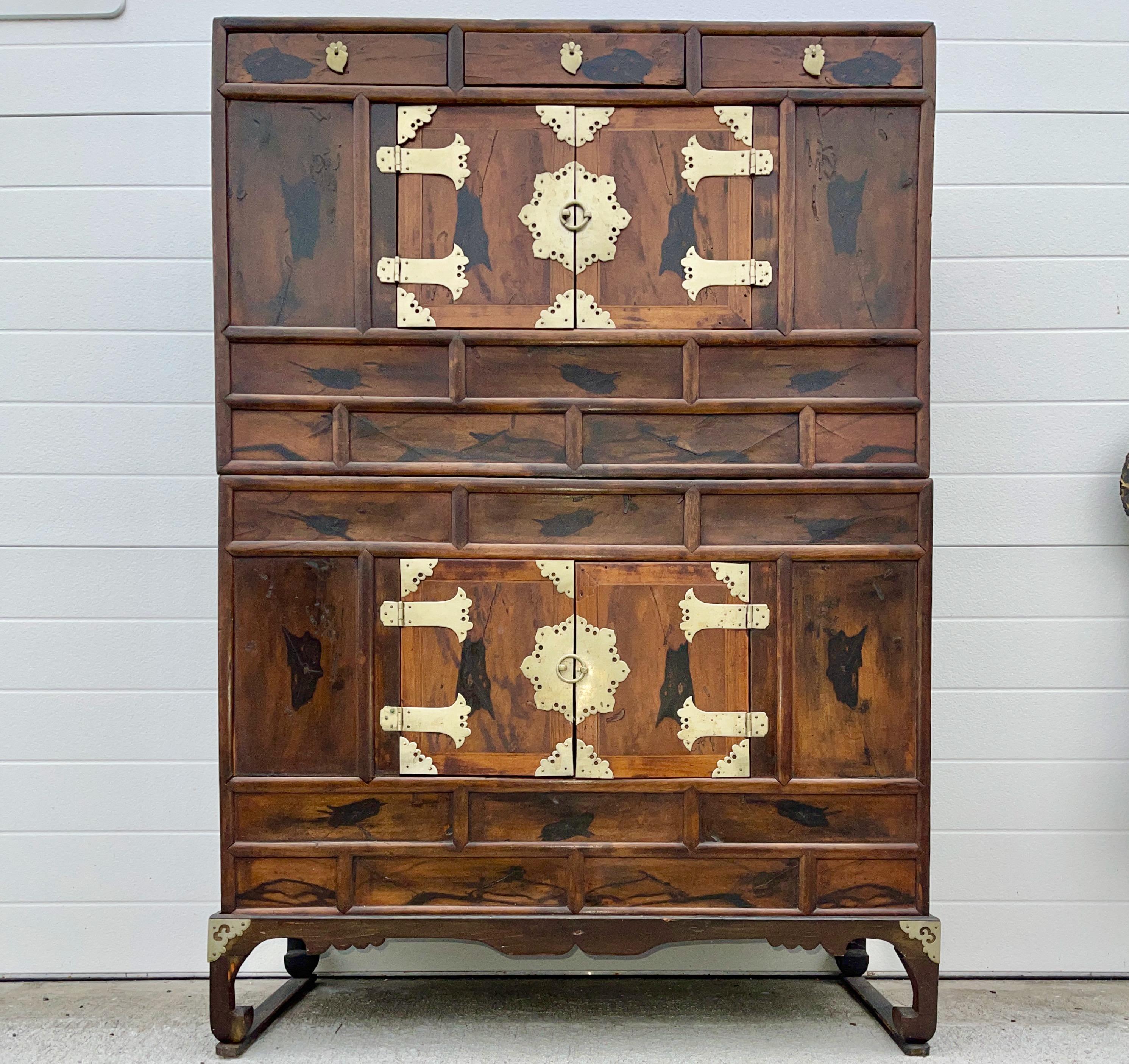 Korean Tansu Chest on Chest on Stand For Sale at 1stDibs