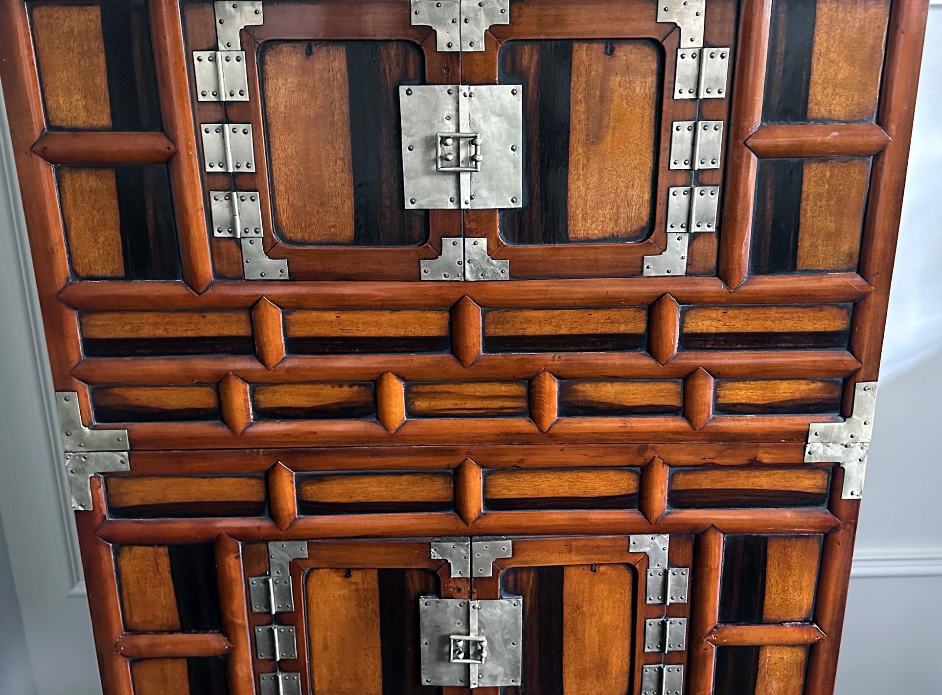 Korean Two-Level Stacking Chests with Mirrored Persimmon Wood Panels ...